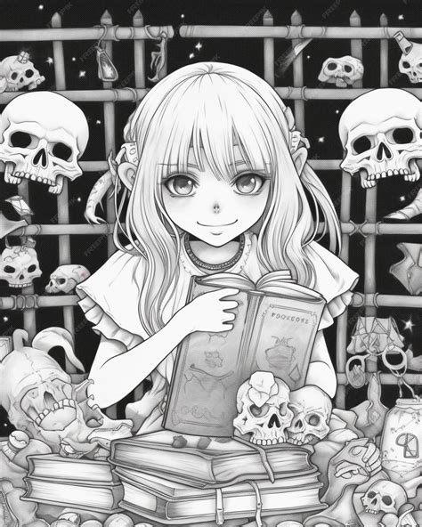 Premium Ai Image A Drawing Of A Girl Reading A Book Surrounded By