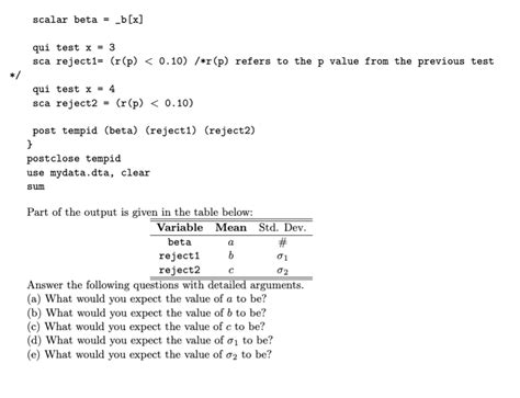 Solved Read The Following Stata Program Clear Cap Postclose