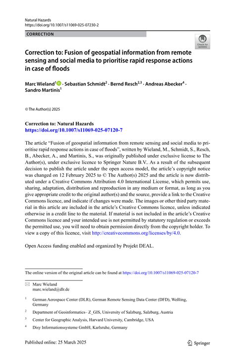 Pdf Correction To Fusion Of Geospatial Information From Remote Sensing And Social Media To