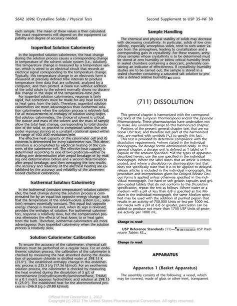 Pdf 711 Dissolution 药物在线 快捷药物信息平台 [711 · 5644〈711〉 Dissolution Physical Tests Second