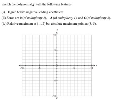 Solved Sketch The Polynomial G With The Following Features Chegg Com