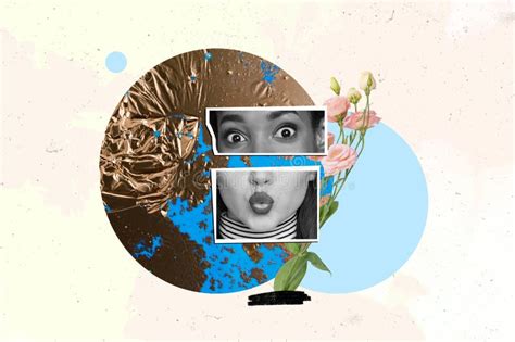 Collage Picture Of Adorable Lovely Woman Blowing Lips Plastic Surgery