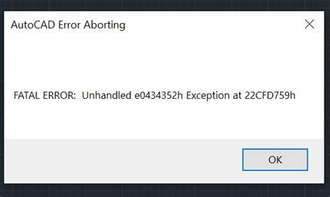 Fatal Error Unhandled E0434352h Exception At 22cfd759h Autodesk