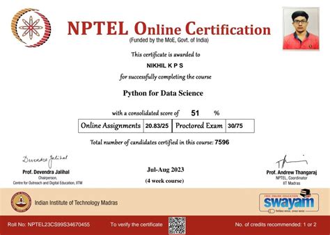 Nikhil K P S On Linkedin Completed Mu First Nptel Online