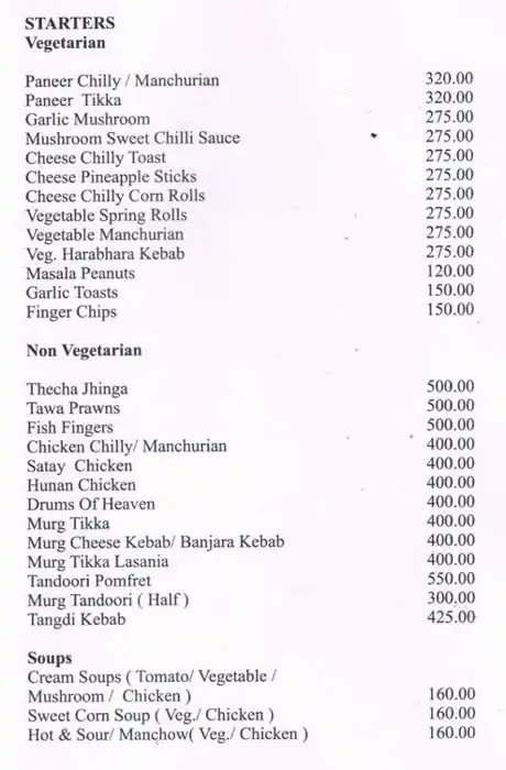 Menu Of Panchvati By Panchratna Dhole Patil Road Pune