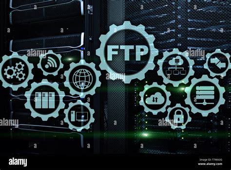 FTP File Transfer Protocol Network Transfer Data To Server On Supercomputer Background Stock