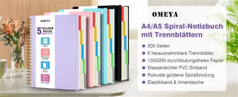 Notizblock Notizbuch A4 Liniert 300 Blatt 100gsm Spiral Notizbuch