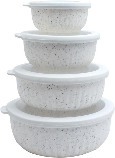 Prep Bowls With Lids 8 Piece Set Of Wide Deep Nesting Plastic Mixing Bowls With Lids Small