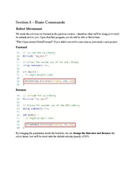 Part VEXcode IQ C Basic Commands By Frank Gibson TpT