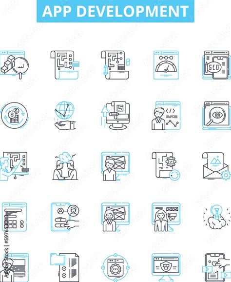 App Development Vector Line Icons Set App Development Design Mobile