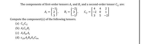 solved the components of first order tensors a and b and a