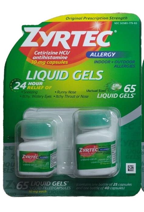 Zyrtec Liquid Gel 65 Caps Exp 82024 300450204677 Ebay