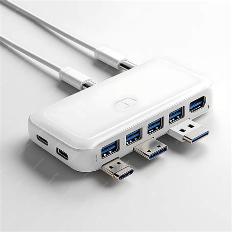 Isolated White Background Showing A Usbc Hub With Multiple Ports Sleek And Compact Design