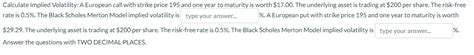 Solved Calculate Implied Volatility A European Call With
