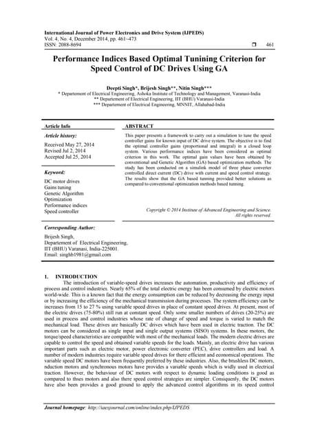 Irjet Optimum Design Of Pso Based Tuning Using Pid Controller For An