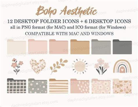 Boho Desktop Folder Icons For Mac Desktop Folder Icons Aesthetic