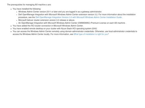 Prerequisites For Managing Ax Machines Azure Portal Deployment And