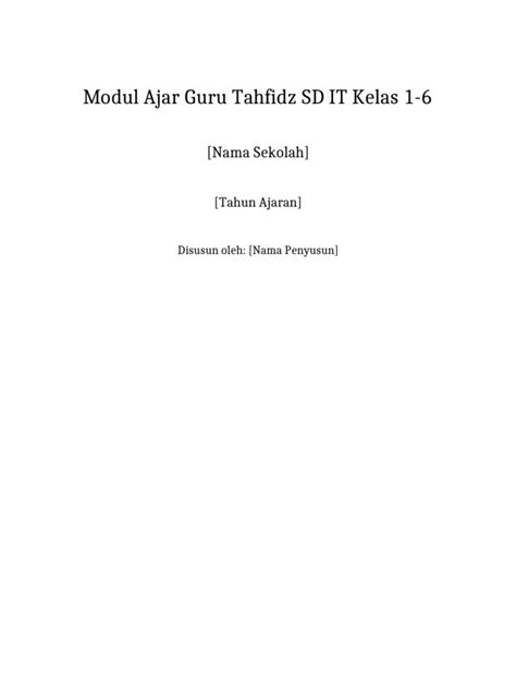 Modul Ajar Guru Tahfidz Sd It Pdf