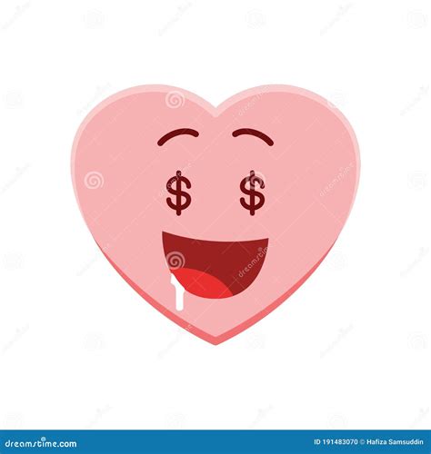 Heart Character With Money Face Vector Illustration Decorative Design