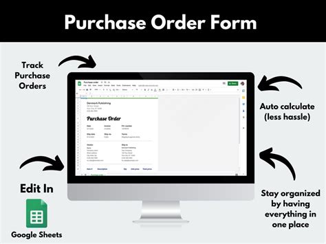 Purchase Order Form Editable Fillable Purchase Order Template Google Sheets Purchase Order