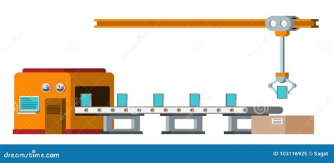 Assembly Line Automated Conveyor System Stock Vector Illustration