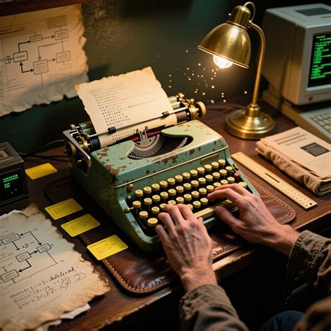 Free Vintage Coding Workspace Image Vintage Typewriter Programming