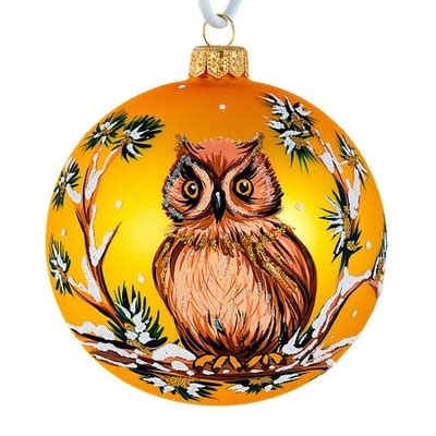 Owl Ornament Handblown Ukrainian Christmas Tree Decoration Bird Glass