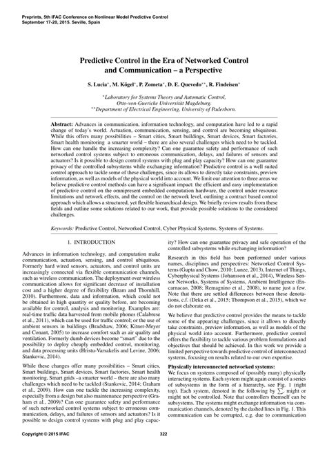 Pdf Predictive Control In The Era Of Networked Control And