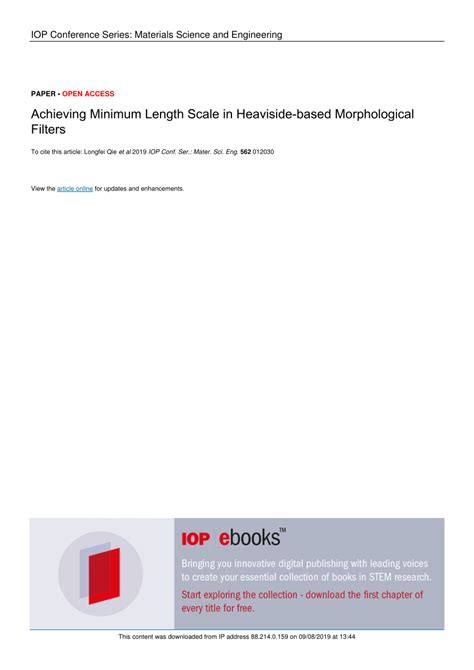 PDF Achieving Minimum Length Scale In Heaviside Based Morphological Filters