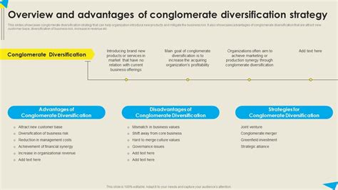 Strategic Diversification Plan Overview And Advantages Of Conglomerate