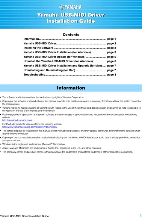 Yamaha Usb Midi Driver Installation Guide En
