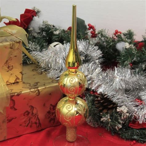 Tree Topper Finial Decorated Tree Topper Three Tiered Christmas Gg0370 Gold 1 Fred Meyer