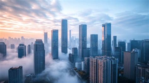 The Cityscape Is Hidden Under A Layer Of Smog With Co2 Emissions