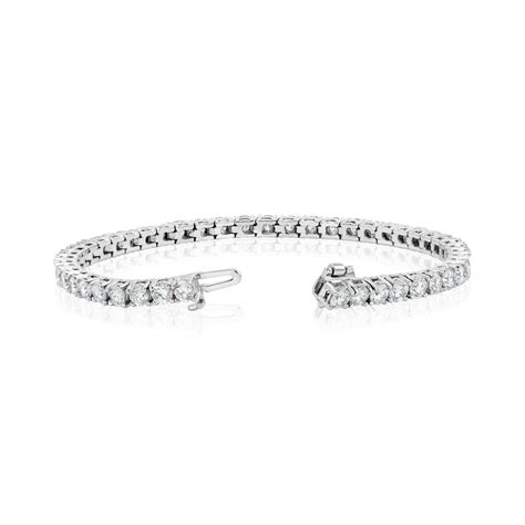 14k White Gold Lab Created Round Diamond 4 Prong Tennis Bracelet 7 Ctw