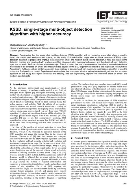 Pdf Kssdsingle Stage Multi Object Detection Algorithm With Higher Accuracy