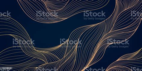 벡터 추상 적 고급 황금 벽지 물결 모양의 라인 아트 배경 아르 데코 패턴 인쇄 직물 포장 디자인에 대한 질감 포도 수확 패턴에 대한 스톡 벡터 아트 및 기타 이미지
