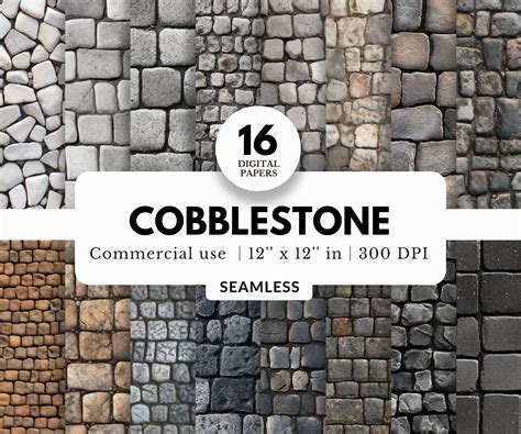 16 Cobblestone Texture Digital Papers Seamless Patterns 12x12  Files Download Realistic 16 Cobblestone Texture Digital Papers Seamless Patterns 12x12  Files Download Realistic