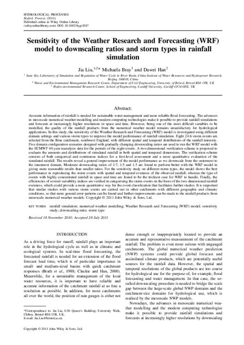 Pdf Sensitivity Of The Weather Research And Forecasting Wrf Model To Downscaling Ratios And