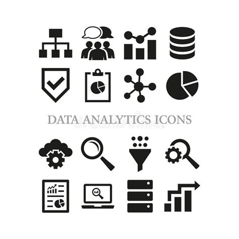 Data Analytics Icons Set On White Background Stock Illustration Illustration Of Database Flow