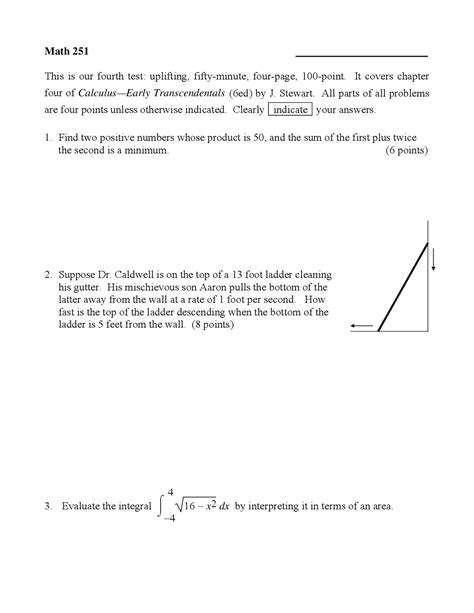 9 Questions For Examination Calculus I Math 251 Docsity