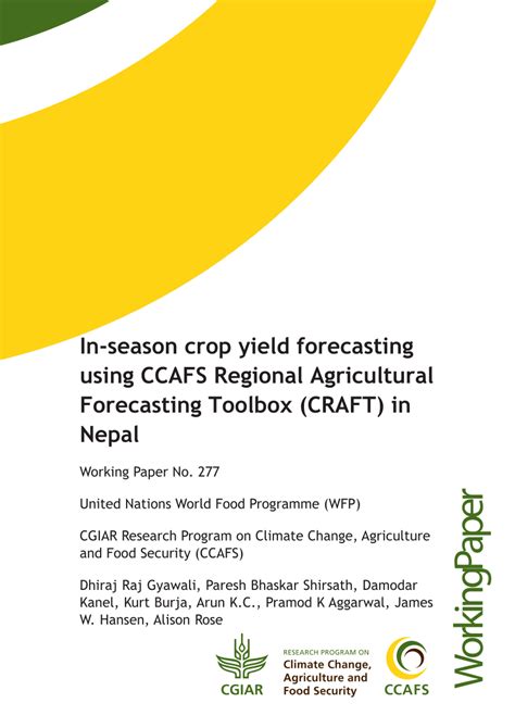 [pdf] In Season Crop Yield Forecasting Using Ccafs Regional
