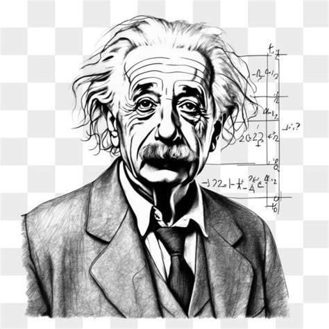 Download Black And White Drawing Of Albert Einstein With Mathematic