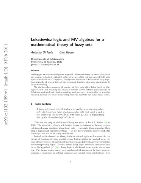 Pdf The Semiring Theoretic Approach To Mv Algebras A Survey