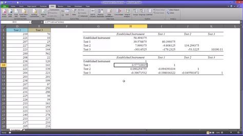 calculating a correlation coefficient using excel youtube