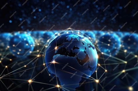 Blue Earth Connected By Lines And Dots Global Interconnectivity Visualized Global Network