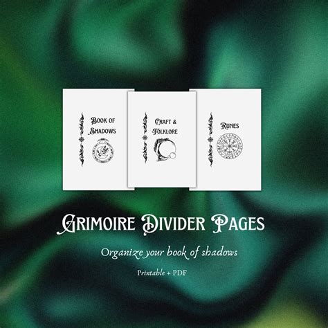 Witchcraft Bos Pages Grimoire Divider Pages Book Of Shadows Cover Title
