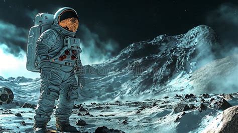 Astronaut Exploring The Lunar Surface In High Resolution 4k Footage Showing Moon S Rugged