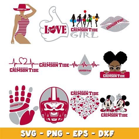 Alabama Crimson Tide Girl Bundle Svg Alabama Crimson Tide Logo Svg N