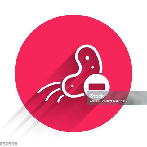 긴 그림자로 격리 된 흰색 네거티브 바이러스 아이콘 코로나 바이러스 2019ncov 박테리아와 세균 세포암 미생물 곰팡이 빨간색