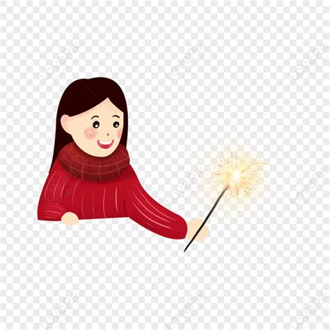 아름 다운 소녀 퍼 팅 불꽃 놀이 Png 일러스트 무료 다운로드 Lovepik